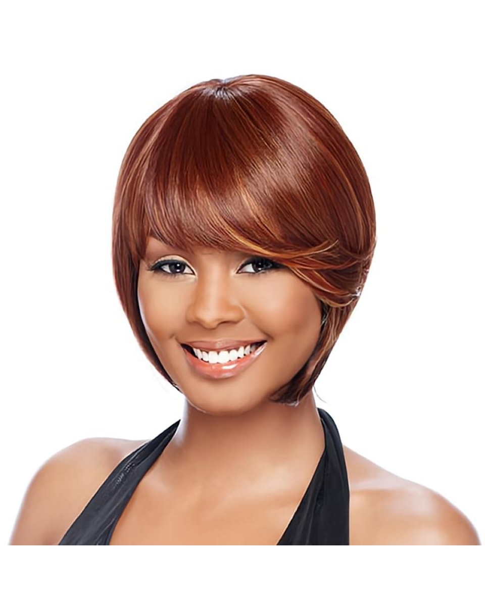 Gentle Auburn Straight Short Capless Synthetic African American Women ...